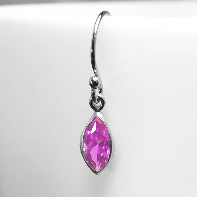 ジルコニアピアス キュービックジルコニア CZ SV925 ゴールドフィルド マーキス ボールエンドフック ピンク 8×4mm