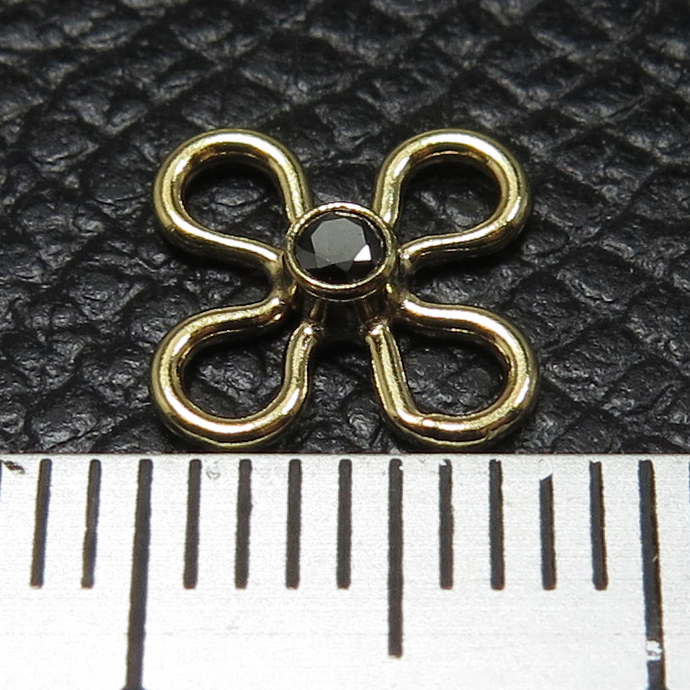 14kgf コネクター フラワー 7.5mm/2mm ブラック CZキュービックジルコニア 「ゴールドフィルド」 （50個）