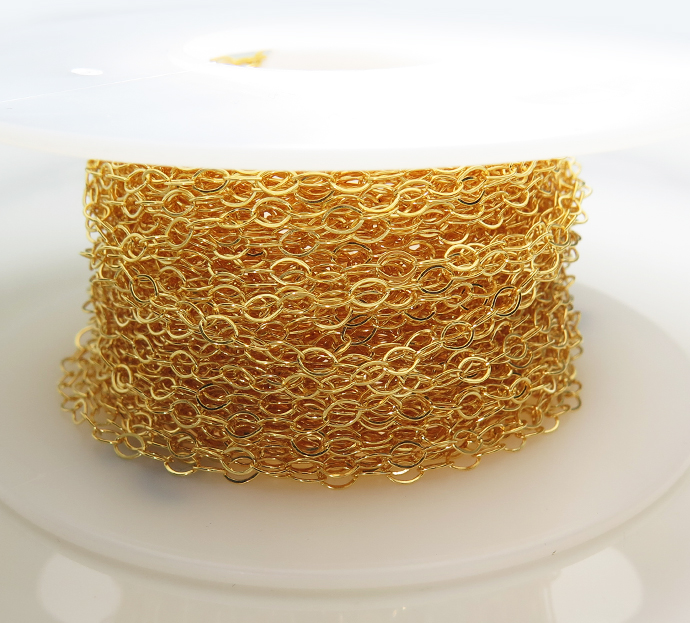 14KGF 平アズキチェーン（2mm）25センチ「ゴールドフィルド」（1本）