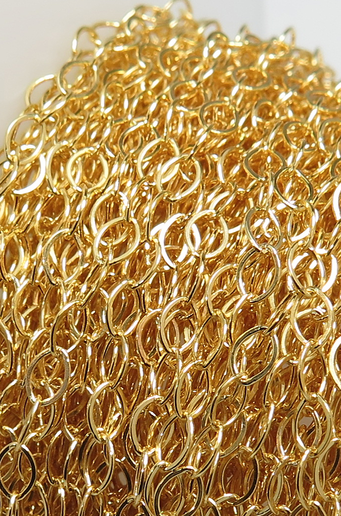 14KGF 平アズキチェーン（2mm）25センチ「ゴールドフィルド」（1本）